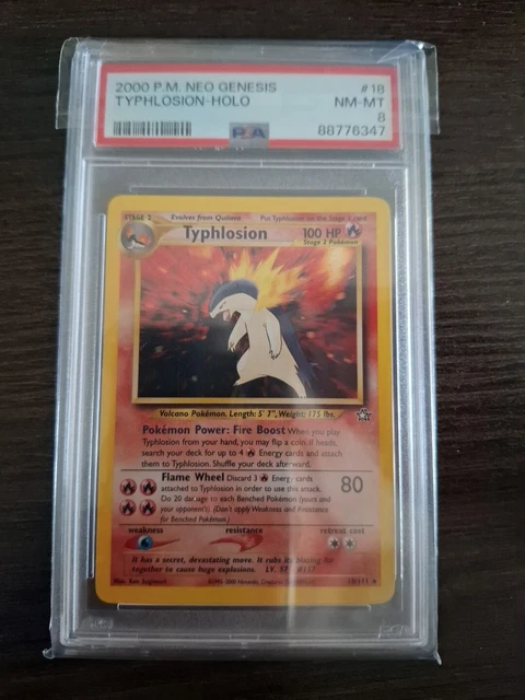 TARJETA DE POKÉMON PSA 8 Typhlosion Ilimitada Neo Genesis 18/111 casi como nueva Holo EUR 130,07 ...