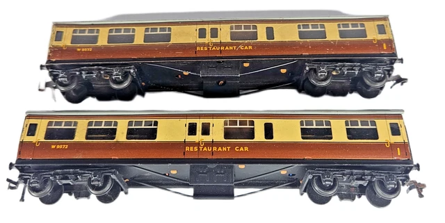 RAKE OF 2 Hornby Dublo 32021 OO Gauge BR Crimson Cream W9572 Restaurant ...