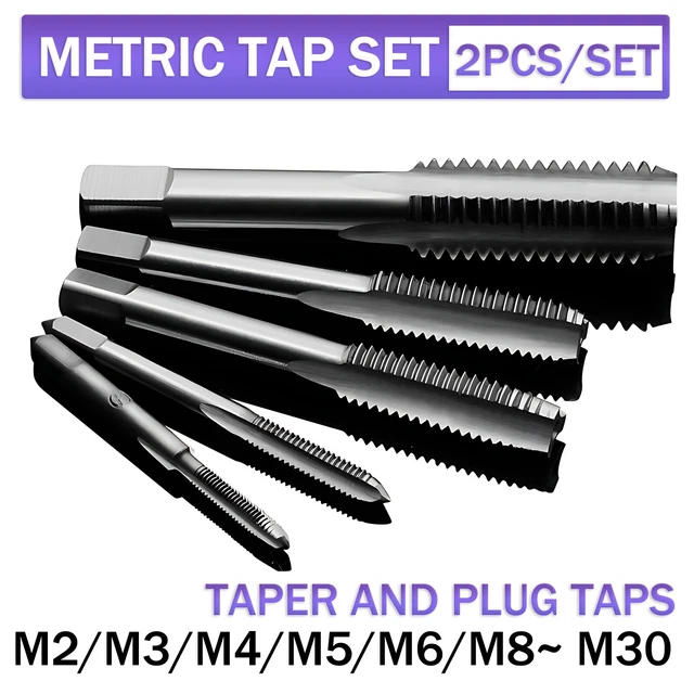 METRIC TAP SET -Taper and Plug Taps Thread Tap Hand Screw Drill Bits ...