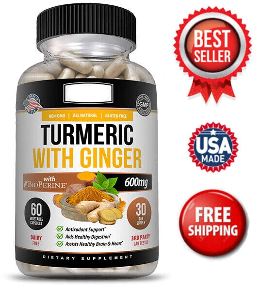 JOINT PAIN MAXX Strength Capsules Turmeric Curcumin with Ginger + Black ...