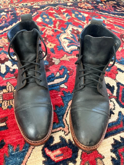 BLKBRD HAND WELTED Dixon Cap-Toe Derby Boot - Black Pullup Leather - US ...