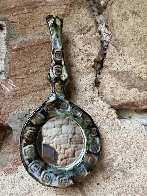 MIROIR ROND FACE à main Isabelle Ferlay Les Argonautes Vallauris 1950 ...