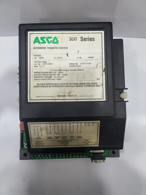 ASCO SERIES 300 Auto Transfer Switch Control Module 400AMP 480V 3PH ...