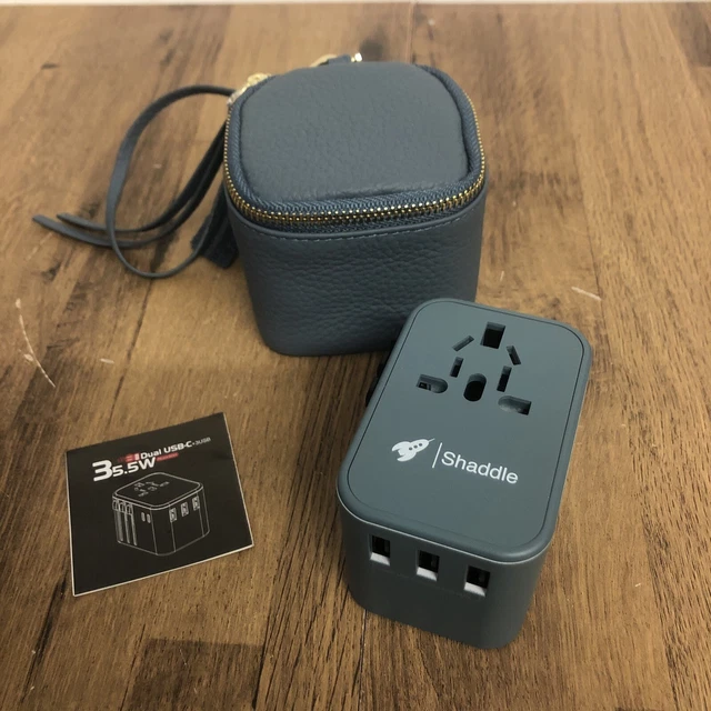 SHADDLE UNIVERSAL TRAVEL Adapter Worldwide Travel Adaptor 4 USB +1 Type ...
