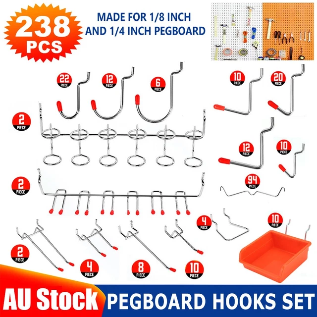 238X PEGBOARD HOOKS Set Peg Board Hanger Organzier Kit Bins Part ...