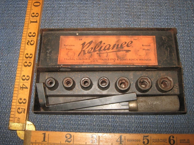 RARE VINTAGE RELIANCE Ba Socket Set Box Garage Mechanic Bsa Motorcycle ...