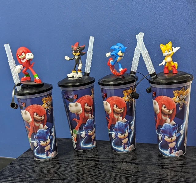 SONIC 3 CINEMA SHADOW TAILS KNUCKLES SONIC Drink Cup & Topper Figure ...