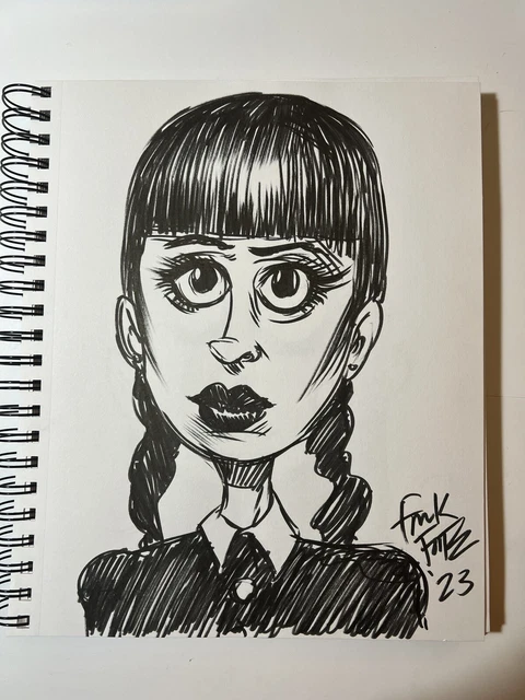 SEXY WEDNESDAY ADDAMS Addams Family Horror Original Art Drawing By ...