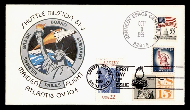 DR WHO 1985 SPACE SHUTTLE ATLANTIS FIRST FLIGHT FDC STATUE LIBERTY COM ...