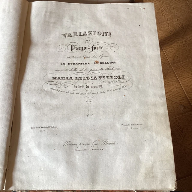 SPARTITI OPERE POSTUME DI MARIA LUIGIA PIZZOLI BOLOGNESE- Prima Stampa ...