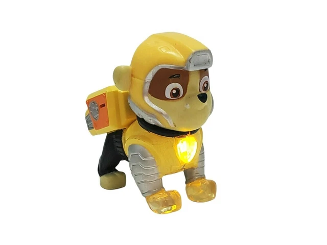 PAW PATROL MIGHTY Pups Rubble Light Up Figure Dog Nickelodeon Spin ...