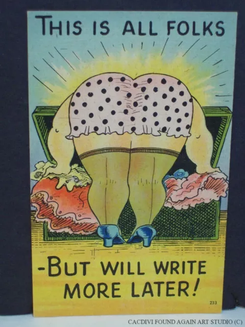 Risque Girl Bent Over Big Butt Fat Lady Nylons This Is All Folks Comic