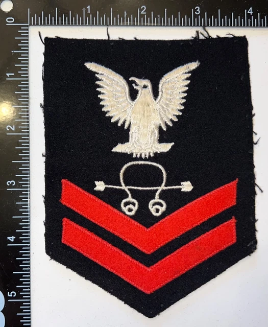 WWII 1944 DATE USN US Navy Sonarman Petty Officer 2nd Class Rate Blue ...