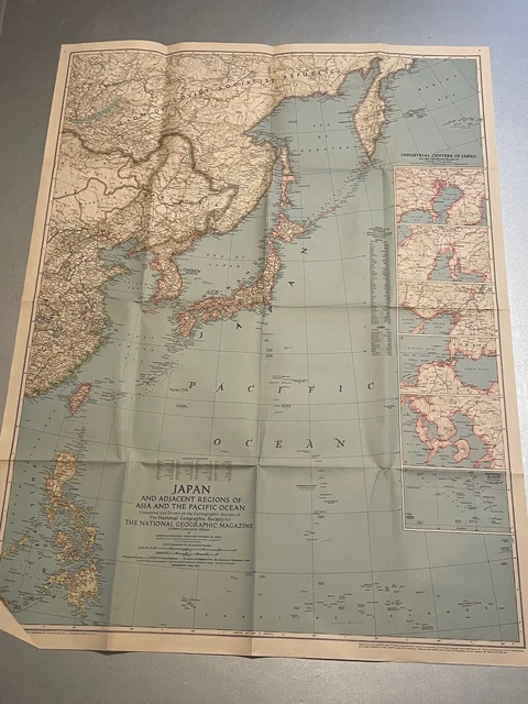 JAPAN AND ADJACENT REGIONS OF ASIA MAP National Geographic April 1944 ...