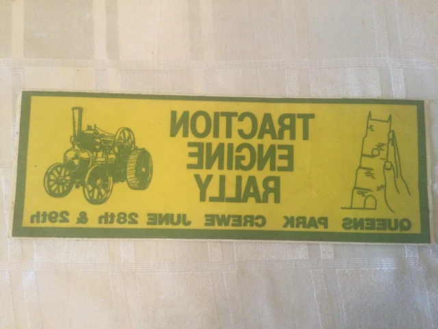 ORIGINAL QUEENS PARK CREWE Traction Engine Rally Car Sticker 28th ...