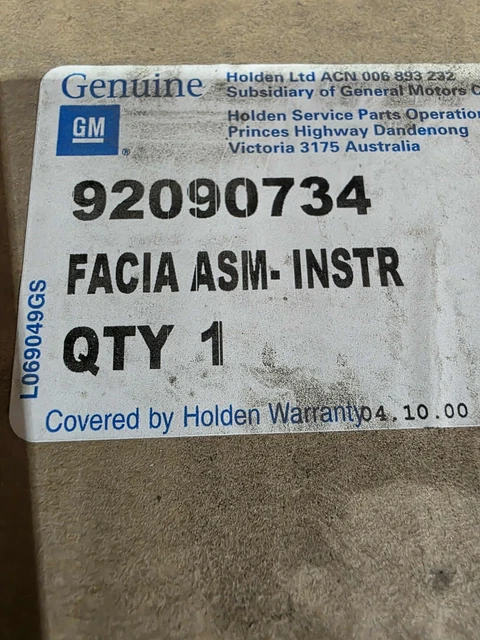 HOLDEN COMMODORE VX Ss Dash Facia Surround Genuine Manual Hsv Bronze ...