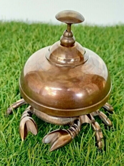 NAUTICAL ANTIQUE BRASS Crab Table Bell / Hotel and office Décor Brass ...