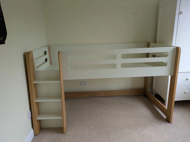 FEATHER AND BLACK Cabin Bed. Solid Wood Ladder. Cream and Oak. Strong £ ...