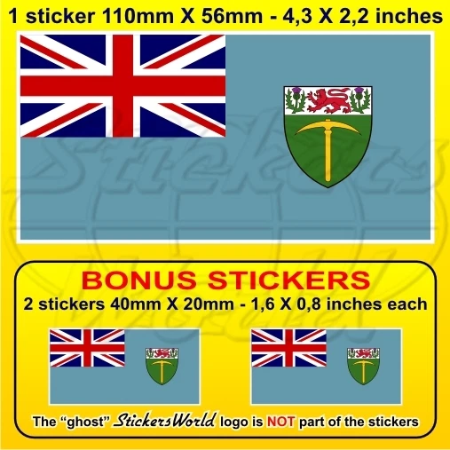 RHODESIA RHODESIAN FLAG 1964-1968 Vinyl Decals, Bumper Stickers 110mm ...