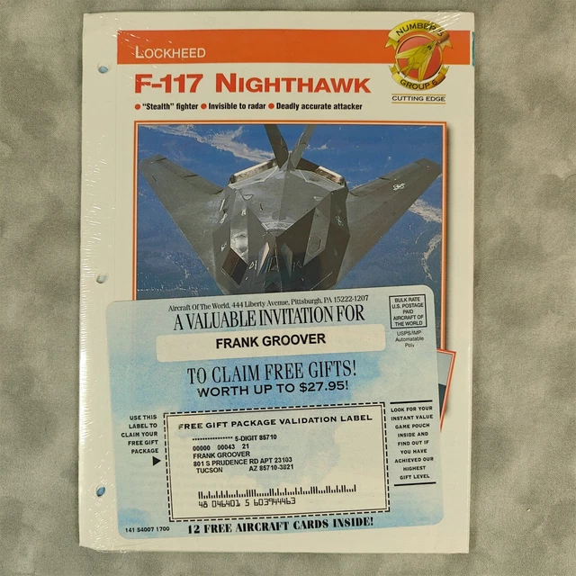 LOCKHEED F-117 NIGHTHAWK & Grumman F-14A Tomcat Aircraft Cards 📚 ️ £17. ...