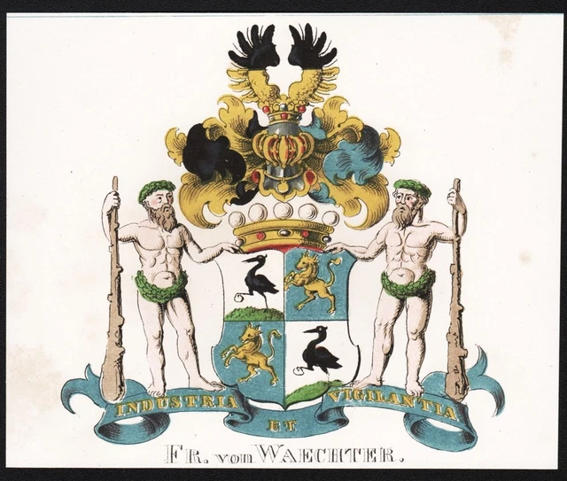 FR. DE WAECHTER Blason Armoiries Coat Of Arms 1860 EUR 21,51 - PicClick FR