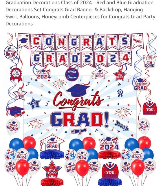 GRADUATION DECORATIONS CLASS of 2024 - Graduation Decorations Set Red ...