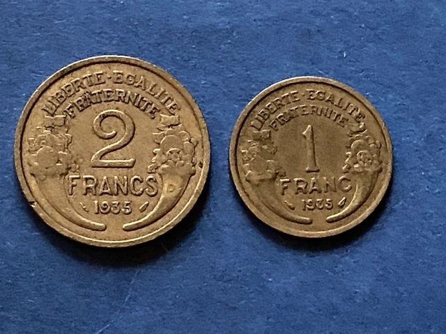 LOT DE 2 Monnaies Morlon Bronze Les Plus Rare 2 Franc 1935 1 Franc 1935 ...