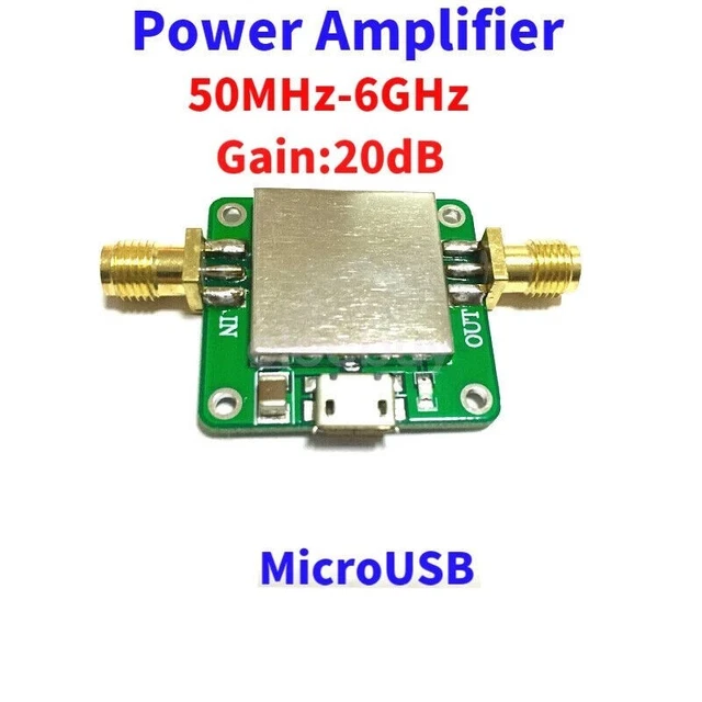 NEW 50M-6GHZ LOW Noise RF Amplifier Ultra Wideband Gain 20dB for HackRF ...