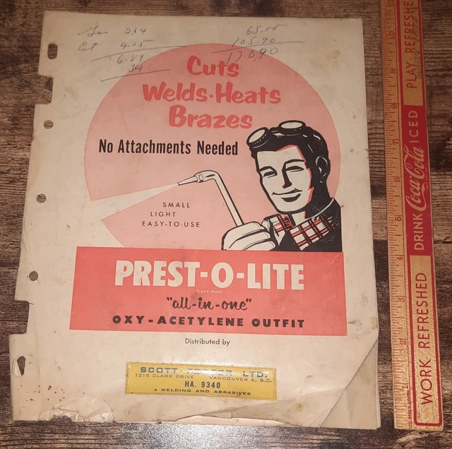PREST-O-LITE &ALL-IN-ONE& OXY-ACETYLENE Outfit Vintage Advertising ...