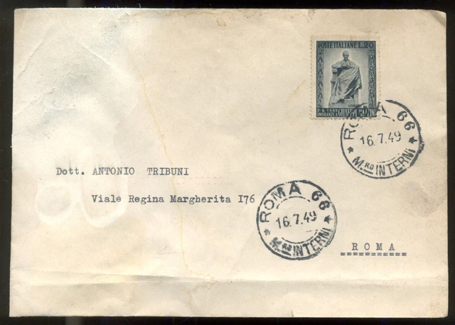 REPUBBLICA 1949-BUSTA-SPEDITA CON IL 20 L.MAZZINI-ROMA MINISTERO ...