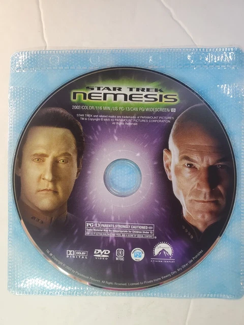 STAR TREK NEMESIS Disc Only Loose DVD Sci-Fi/Action/Drama $3.00 ...