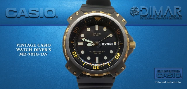 VINTAGE CASIO DIVERS MD-703G-1AV. QW-394. JAPAN. WR.200m. NOS. AÑO.1988 ...