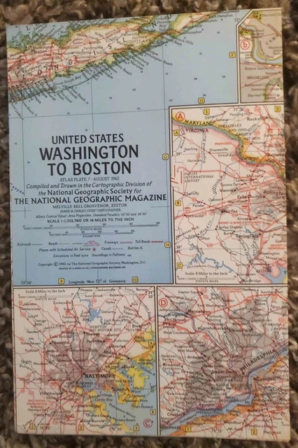 NATIONAL GEOGRAPHIC ORIGINAL Aug 1962 Map Of United States Washington ...
