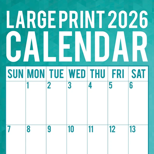 LARGE PRINT CALENDAR - 2026 Square Wall Calendar 16 Months School ...