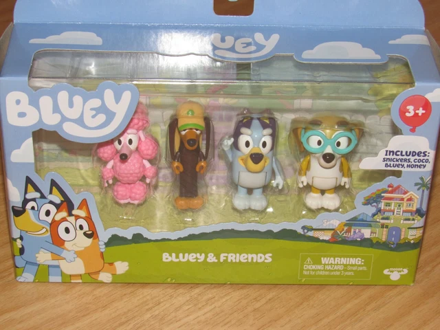 BLUEY AND FRIENDS 4 Posable Figure Set Coco Snickers Honey EUR 18,88 ...