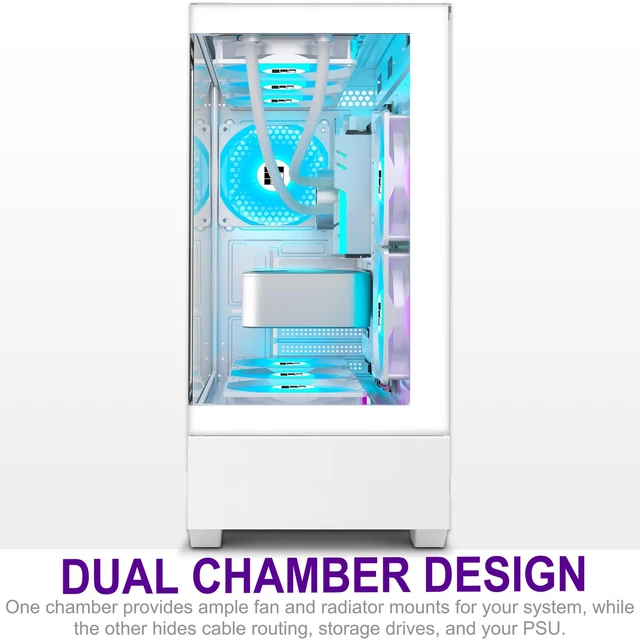 FOIFKIN PC CASE - Pre-Installed 5 PWM ARGB Fan, ATX Mid-Tower Gaming PC ...