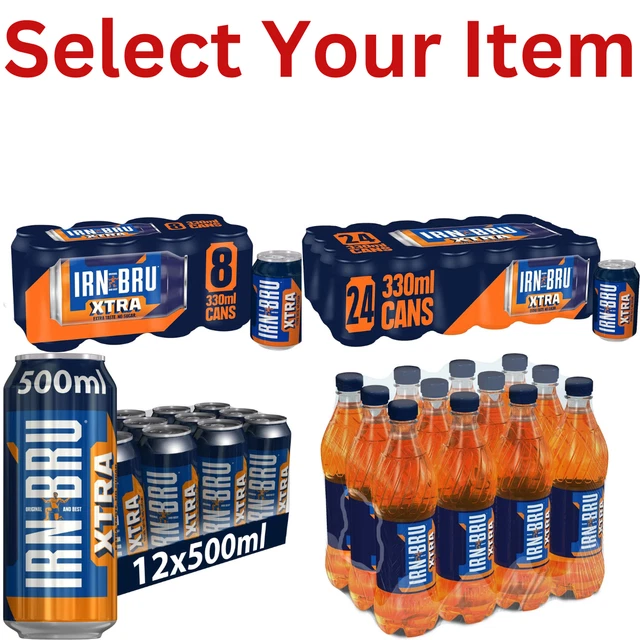 IRN-BRU XTRA FIZZY Drinks 330ml Multipack Cans XTRA Taste No Sugar Vegetarian £17.99 - PicClick UK