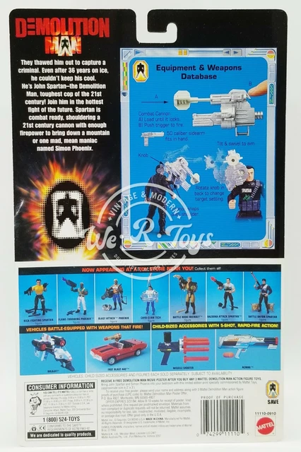 DEMOLITION MAN COMBAT Cannon Spartan Action Figure 1993 Mattel #11110 ...