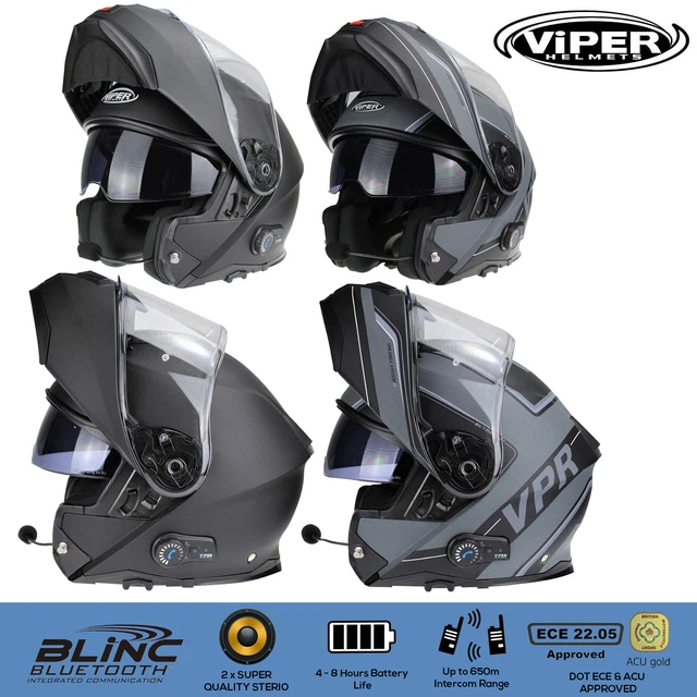 VIPER RS-V191 BLINC Bluetooth Flip Front Flip Up Modular Motorcycle ...