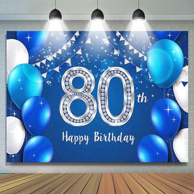 ROYAL BLUE BALLOONS Flags 80th Birthday Backdrop $35.95 - PicClick AU