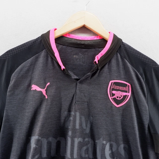 ARSENAL FC FOOTBALL Shirt Medium Black Pink 2017-18 Third Jersey Puma ...
