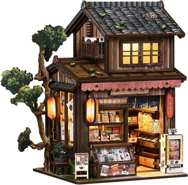 JAPANESE KASUGA GROCERY Store Book Nook Kit, DIY 3D Wooden Puzzle with ...