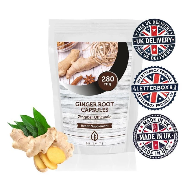 GROUND GINGER ROOT 280mg 180 Capsules Digestive BRITISH VITAMINS £14.90 ...