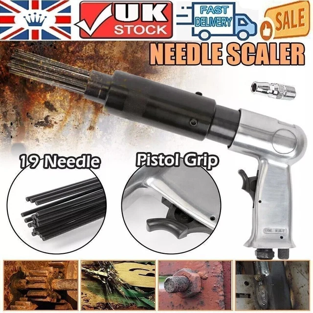 UK NEEDLE SCALER 19 Pin Pneumatic Air Gun Pistol Air Needle Scaler Rust ...