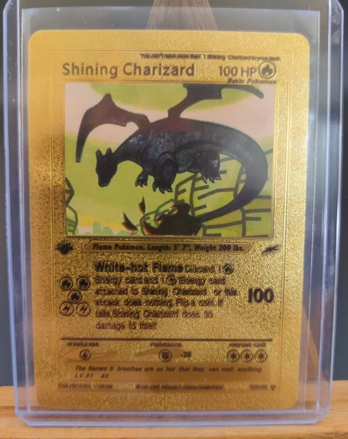 ULTRA RARE SHINING Charizard 1st Edition 107/105 Gold Foil Pokemon Card ...