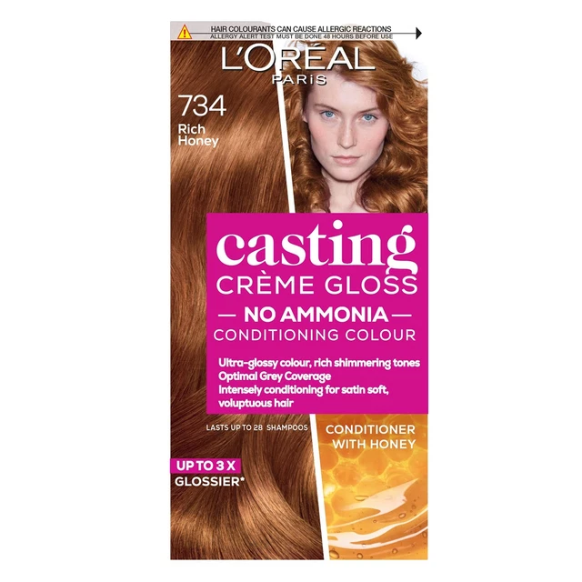 L’ORÉAL PARIS AMMONIA Free Semi-Permanent Hair Dye, 734 Rich Honey ...