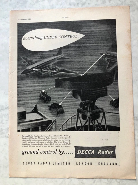 1955 AIRCRAFT ADVERT DECCA RADAR AIRFIELD SURFACE MOVEMENT LONDON ...