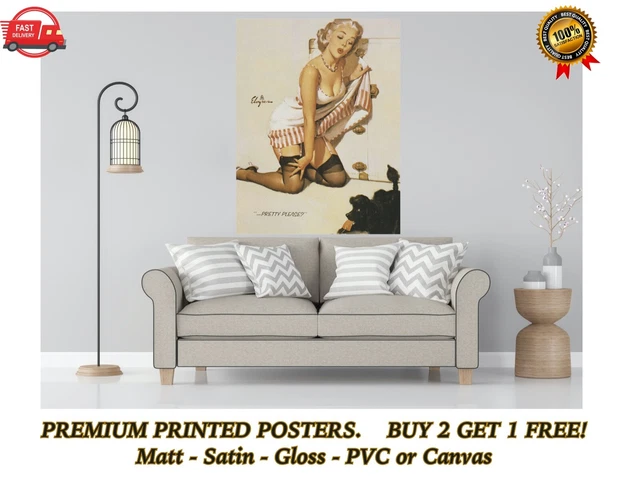 Gil Elvgren Barboncino Gonna Pin Up Grande Poster Stampa Arte Regalo A0