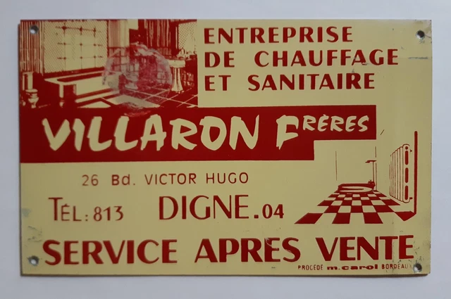 ANCIENNE TÔLE PUBLICITAIRE VILLARON à DIGNE-les-Bains - Chauffage ...