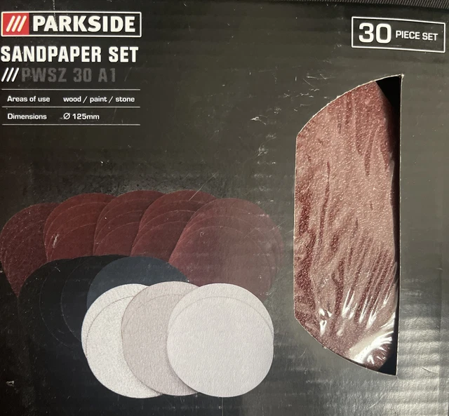 PARKSIDE SANDPAPER Set 30 Pieces, /PWSZ 30 A1 125mm £3.99 - PicClick UK